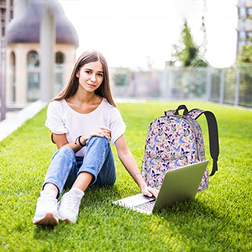 Nmbvcxz Butterfly Backpack for Women 17 inch Travel Casual Laptop Backpack Lightweight Waterproof Durable Hiking Daypack