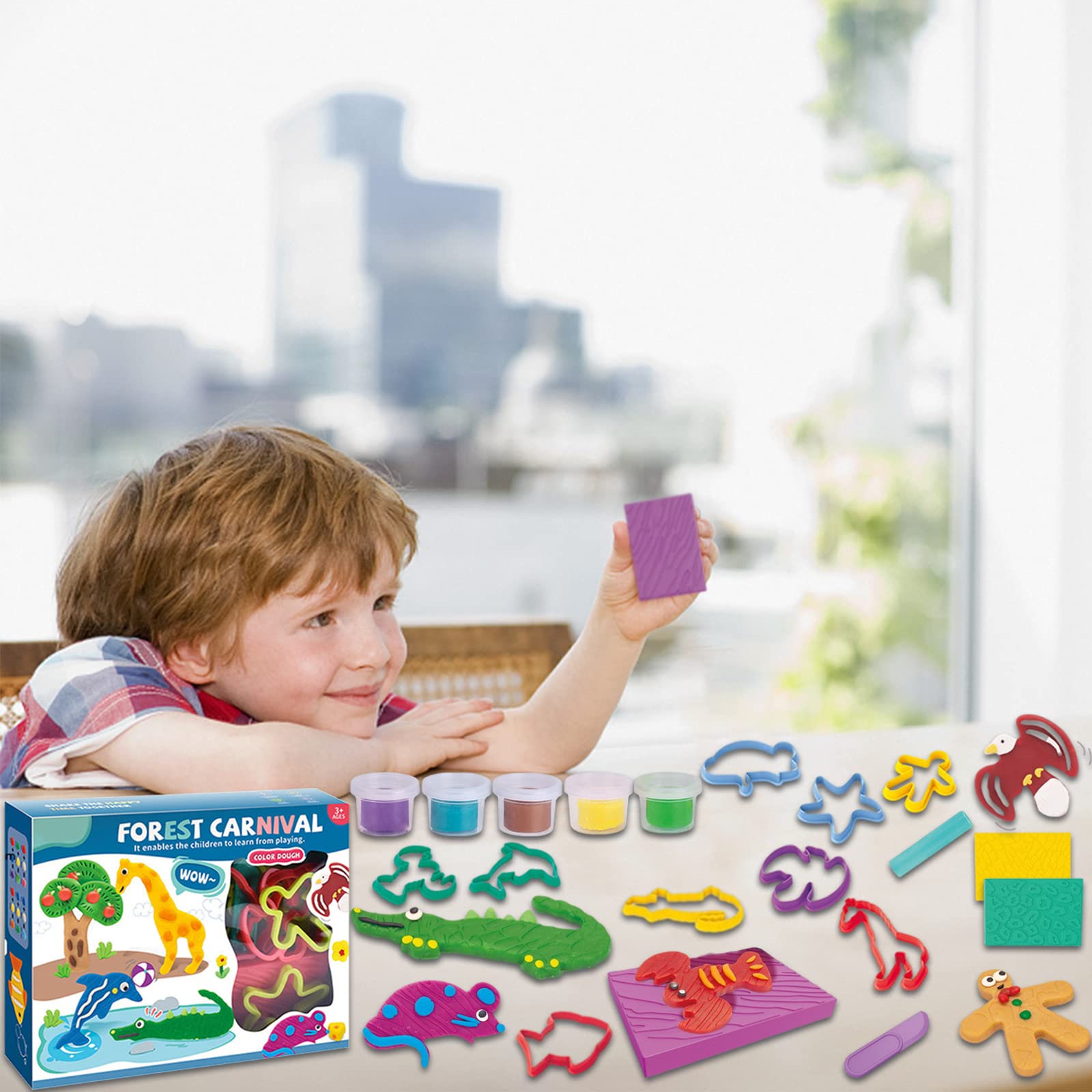 GOVOY Dough Play Set for Kids Arabic Numerals Math Shape Early Learning Color Dough with Accessories STEM Preschool Toys for Kids