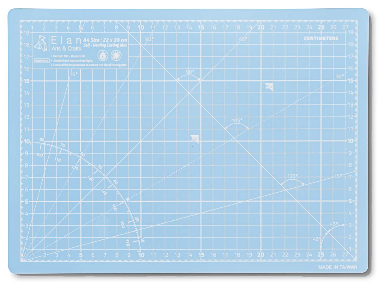 Elan Cutting Mat A4 Blue, 5-Ply Craft Mat, Self Healing Cutting Mat 30x22 CM, Craft Cutting Board, Art Mat, Imperial Sewing Mat, Quilting Mat, Hobby Mat, for Sewing, Quilting, Quilting supplies