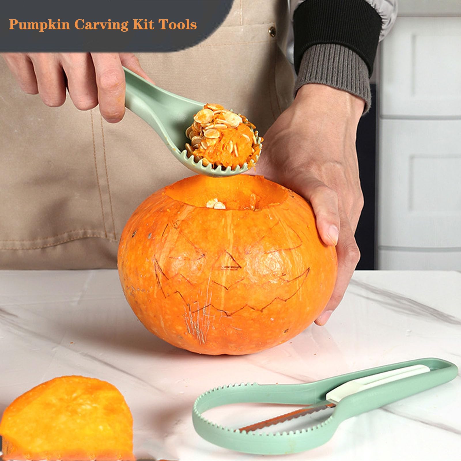 Lulong Pumpkin Carving Kit Tools Halloween, Professional Heavy Duty Carving Set, Stainless Steel Sculpting Tool Carving Knife for Halloween Decoration Jack-O-Lanterns, Gift for Halloween(3PCS