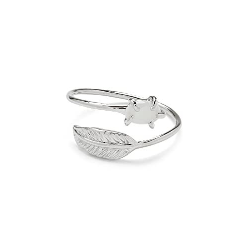 Pura Vida Silver Disney Pocahontas Feather Wrap Ring w/Opal Stone - Brass Base, Rhodium Plating - Size 7