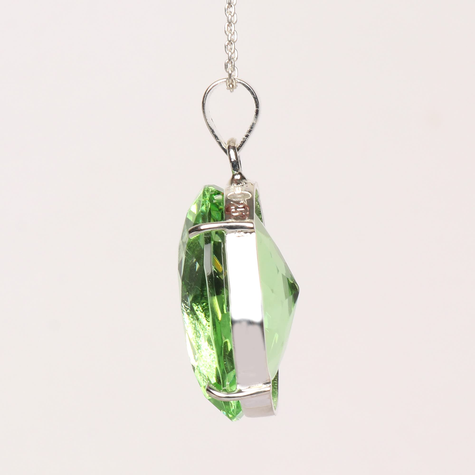 GEMHUB 100.00 Ct. Light Green Amethyst Oval Cut Sterling Silver Gemstone Pendant, Healing Pendant, Mothers Day Special
