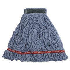 RUBBERMAID COMMERCIAL PROD. Swinger Loop Shrinkless Mop Heads, Cotton/synthetic, Blue, Medium, 6/carton