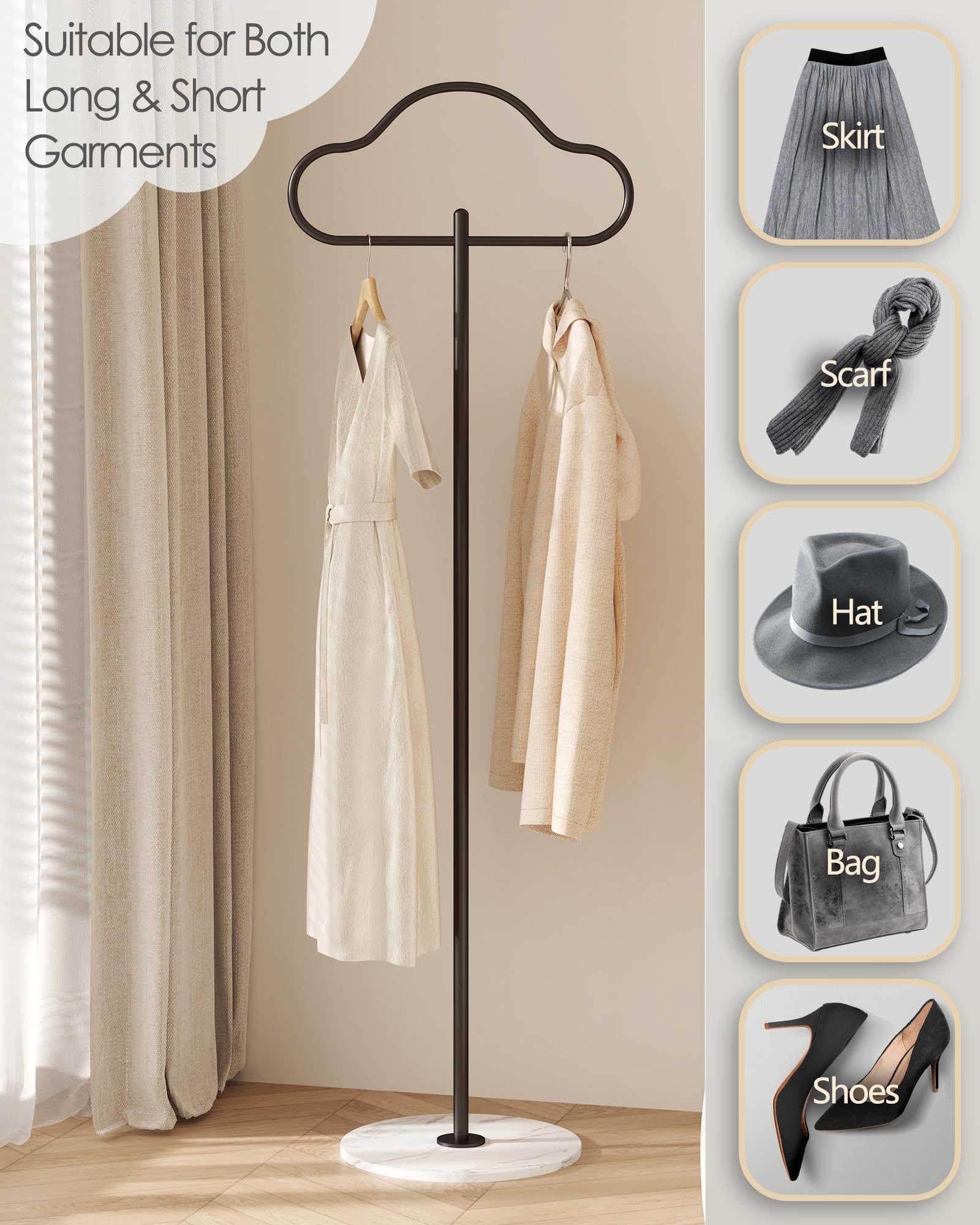 Semjar Black Clothing Rack Modern Small Garment Rack Coat Rack Freestanding,Clothes Rack Heavy Duty,Standing Coat Rack Coat Hanger,Coat Tree Stand Entryway Decor for Jackets,Suits,Hat,Dress