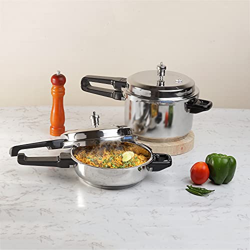 Vinod Pressure Cooker Stainless Steel – Outer Lid - 2 Liter – Induction Base Cooker – Indian Pressure Cooker – Sandwich Bottom – Best Used For Indian Cooking, Soups, and Rice Recipes, Quinoa