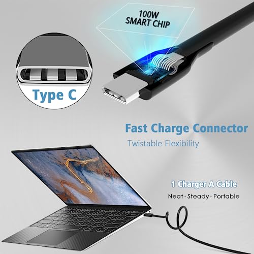 USB C Laptop Charger 100W Fast PD Type C AC Power Adapter for ASUS ROG Flow Z13 X13 Lenovo ACER HP MacBook Pro/Air and More, USB-C DC 5V-20V 3.0A-5.0A,Universal Chromebook/Gaming Laptop Power Supply