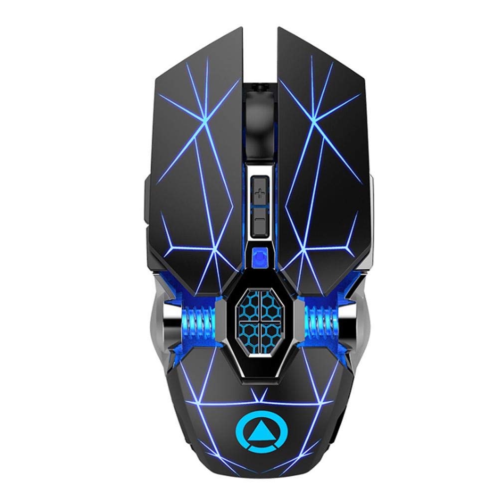 Eachbid Gaming Mouse 2.4GHz Rechargeable Silent Mouse 7 Buttons 800/1200/1600DPI, 7 Color Breathing Lights LED Optical Mouse for PC Laptop Black