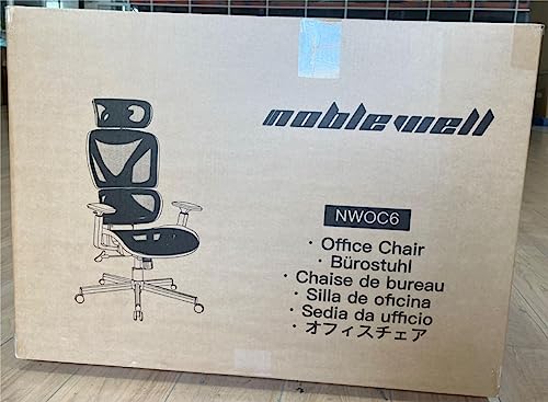 NOBLEWELL Ergonomic High Back Mesh Chair for Office Computer with Lumbar Support, 3D Armrest, Double Backrest and Adjustable Headrest