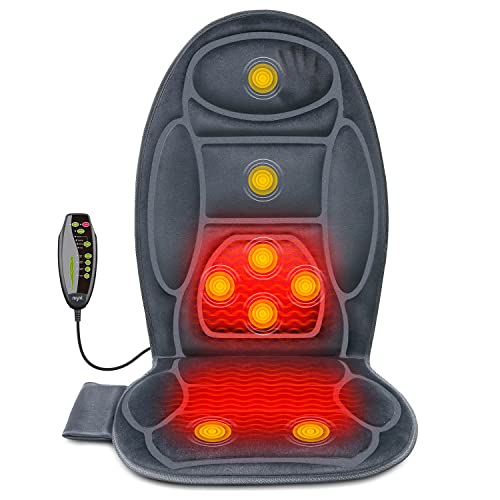 Seat Massager Massage Chair Pad with Heat, 8 Vibration Massage Nodes & 4 Massage Modes for Home Office Chair or Home Couch to Relieve Stress Fatigue for Back Shoulder and Thighs(Gray)
