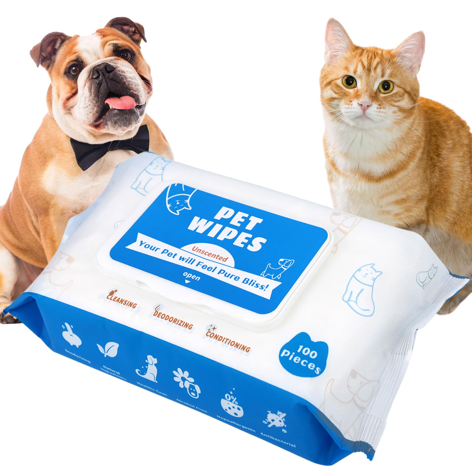 PUMBLER Pet Wipes for Dogs 100Pcs/1Pack – Unscented Dog Wipes with Vitamin E, Chamomile – Gentle Cat Wipes Ideal for Muddy Paws, Face, Dog Eye Wipes, Dog Ear Wipes – Resealable Lid Butt Wipes