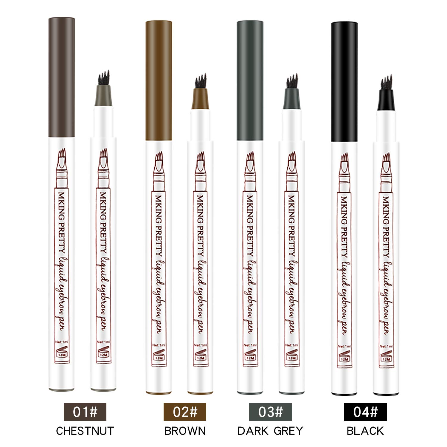Eyebrow Pencil, Microblading Eyebrow Pen, Tattoo Eyebrow With Precision Applicator Long Lasting, Waterproof, Smudge Proof For Fuller Natural Looking Brows -4 Colors 4 Pcs