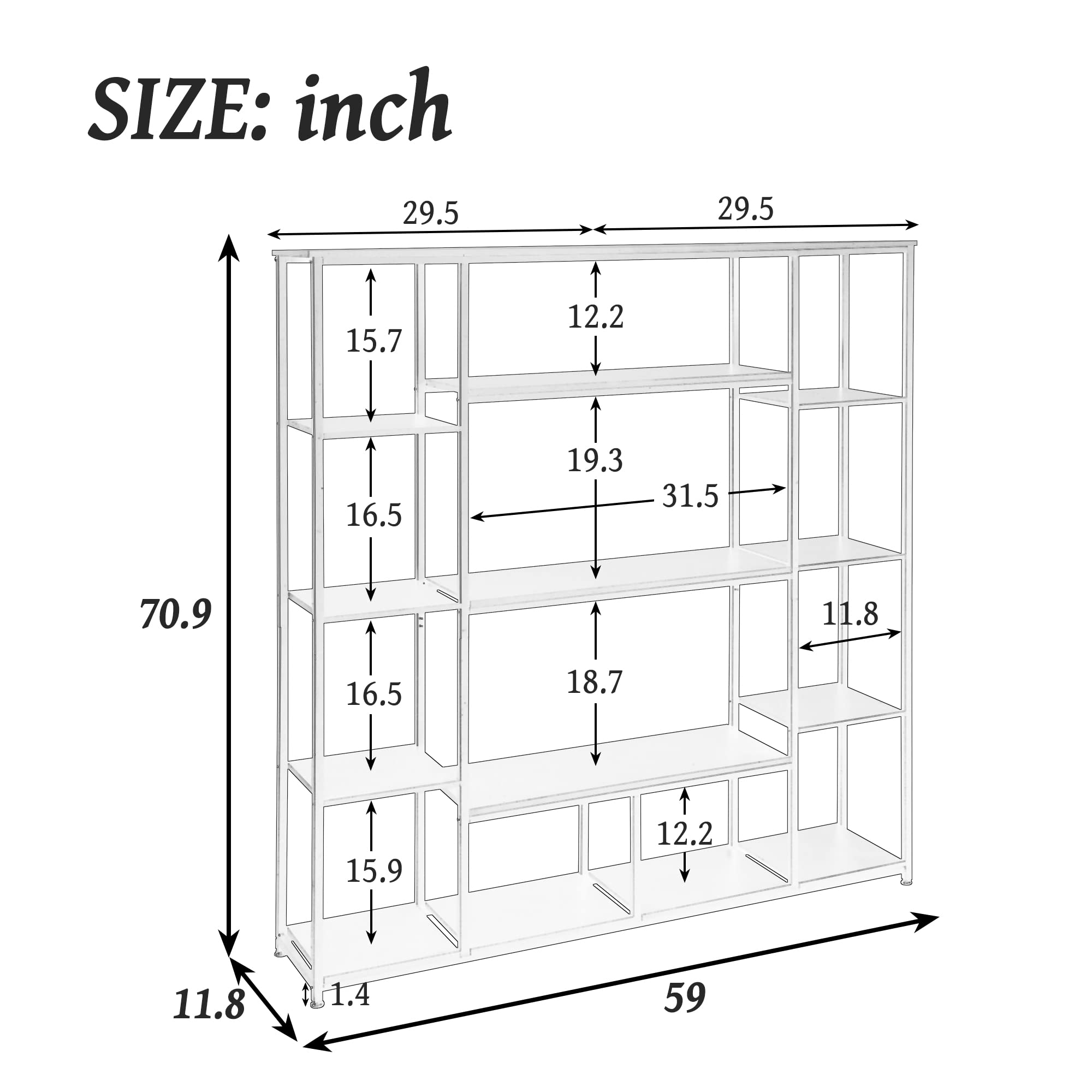 Merax 5 Tier Tall Bookshelf, Industrial Bookcase, Freestanding Display Furniture with Storage Shelf, Brown