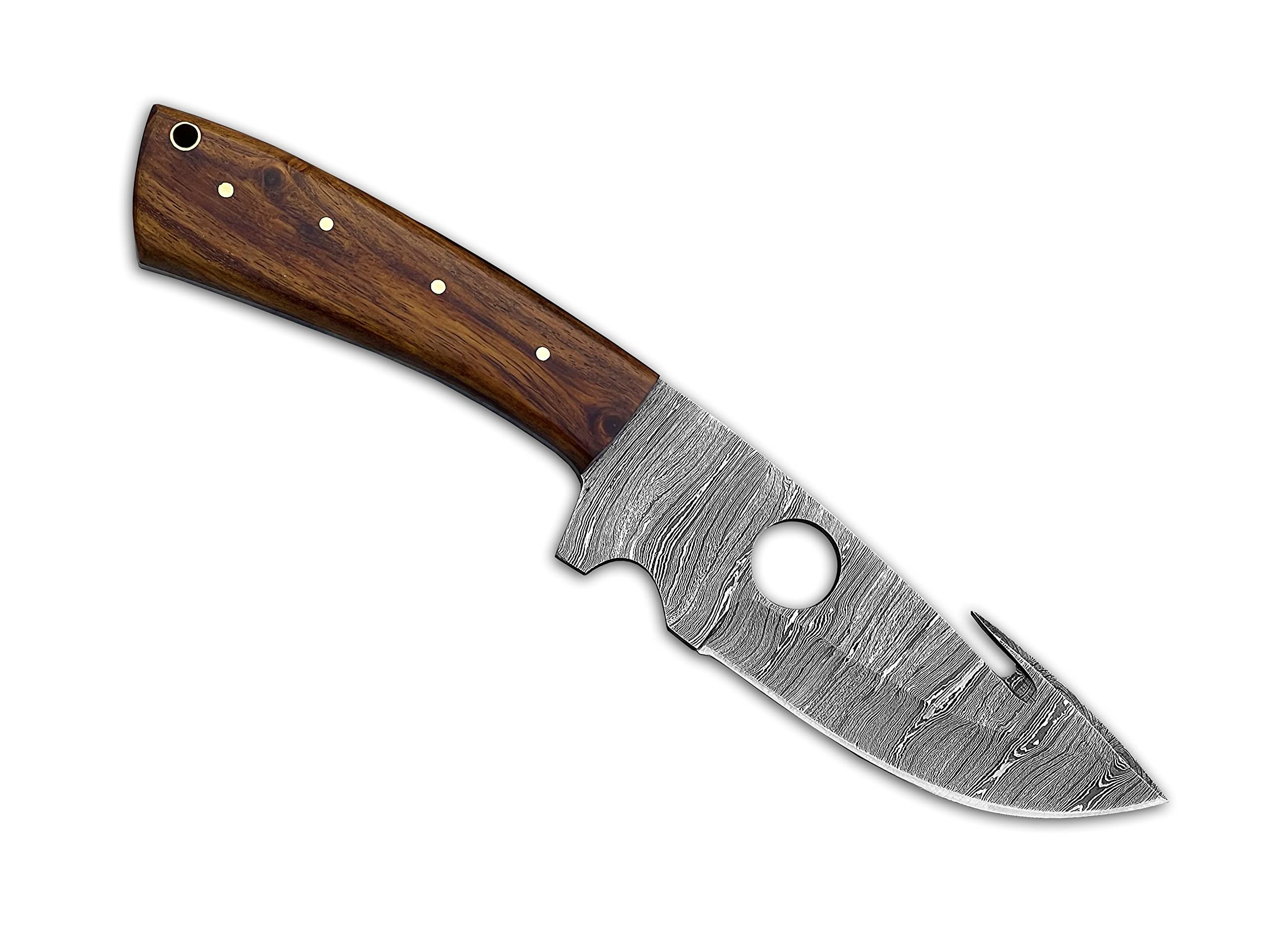Eagle Eye Damascus Steel Blade Skinning Skinner Gut Hook Knife With Leather Sheath Fixed Blade Gut Gutting Deer Knives For men and women