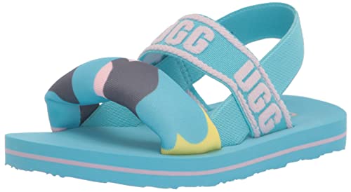 UGG K Zuma Sling Camopop Flat Sandal, Summer Sky, 3 US Unisex Little Kid