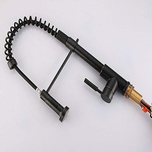 REPLYSAT Kitchen & Bath Fixtures Taps Faucet,Copper Hot and Cold Water Pumping Faucet Kitchen Sink Faucet European Black Ancient Pull Sink Faucet