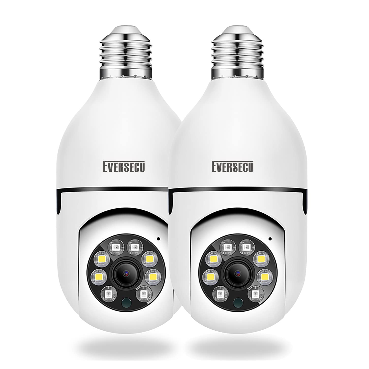 Eversecu 1080P 2.0MP Wireless Light Bulb PTZ Security Camera with E27 Connector, Motion Auto Tracking, Two Way Audio, Night Vision, Tuya Smart Life App WiFi IP PTZ CCTV Camera (2 Pack)