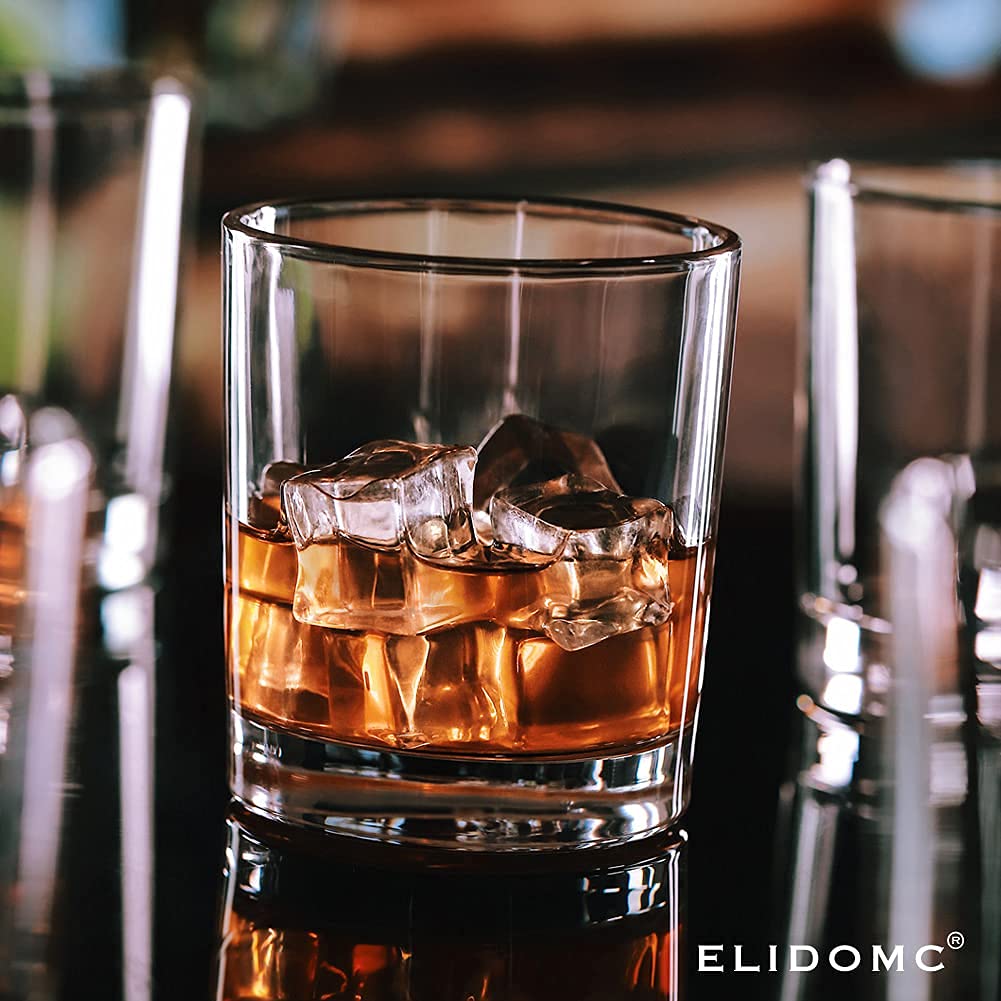 E ELIDOMC Italian Crafted 6Pcs Old Fashioned Whiskey Glasses, 11Oz Whiskey Glasses For Drinking Bourbon Scotch Cocktail Irish Whisky, Premiun Old Fashioned Glasses Set of 6