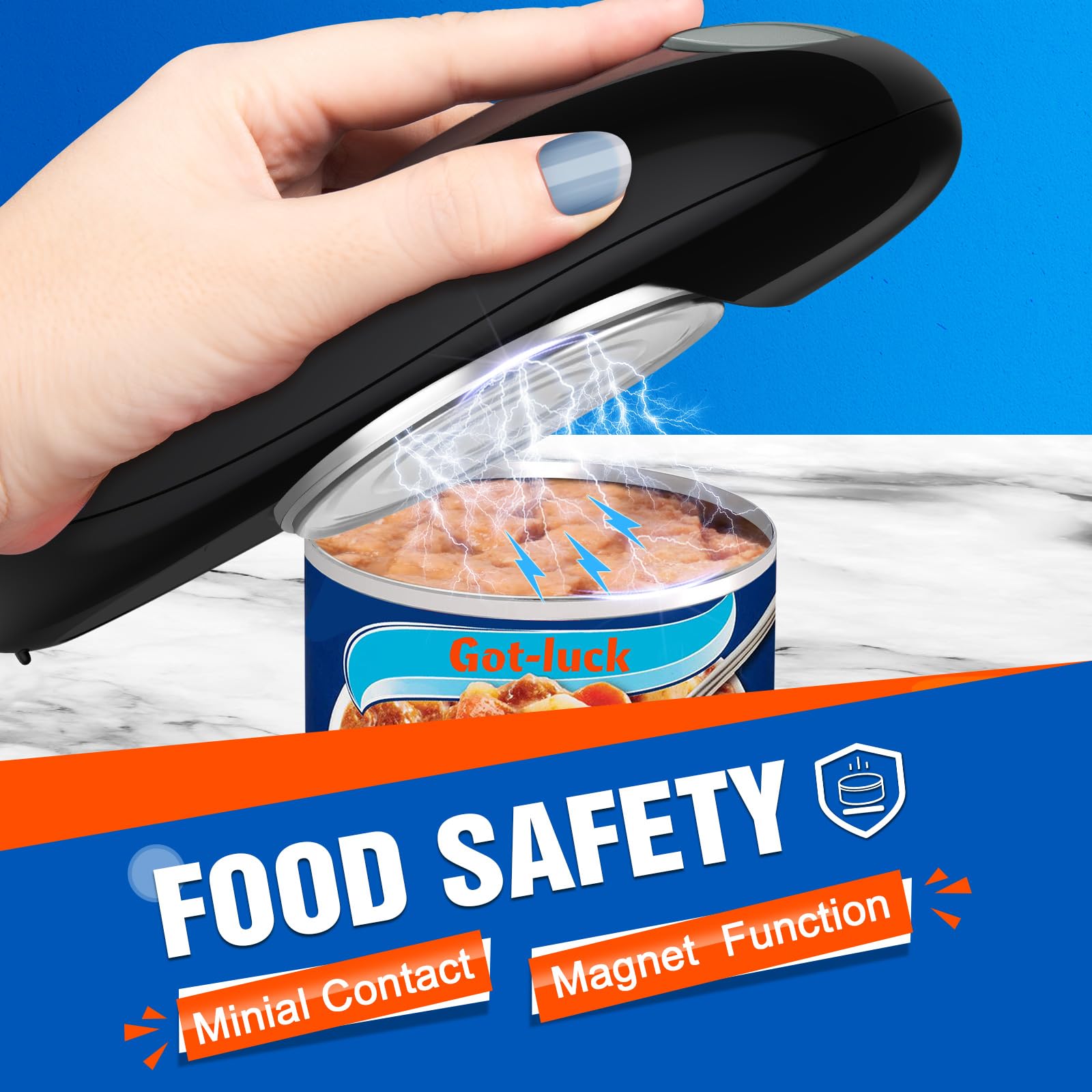 Electric Can Opener, Hands Free One Touch Automatic Can Openers Fit Different Can Sizes and Shape with No Sharp Edges for Kitchen, Kitchen Gadgets for Senior with Arthritis