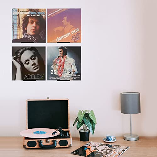WANLIAN Vinyl Record Shelf Wall Mount,Clear Acrylic Vinyl Album Record Holder Storag Rack for Display LP Wall (S,black pack of 6)