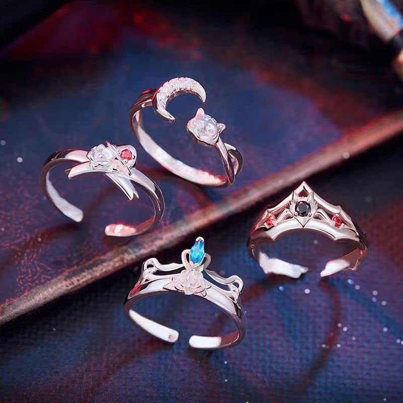 Ealipoi Bungo Stray Dogs Rings Couple Cosplay Nakajima Atsushi Ring Finger Accessories 2PCS/4PCS (multi)