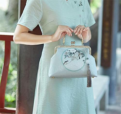 GPPZM Women's embroidered retro handbag Chinese evening dress bag with tassels