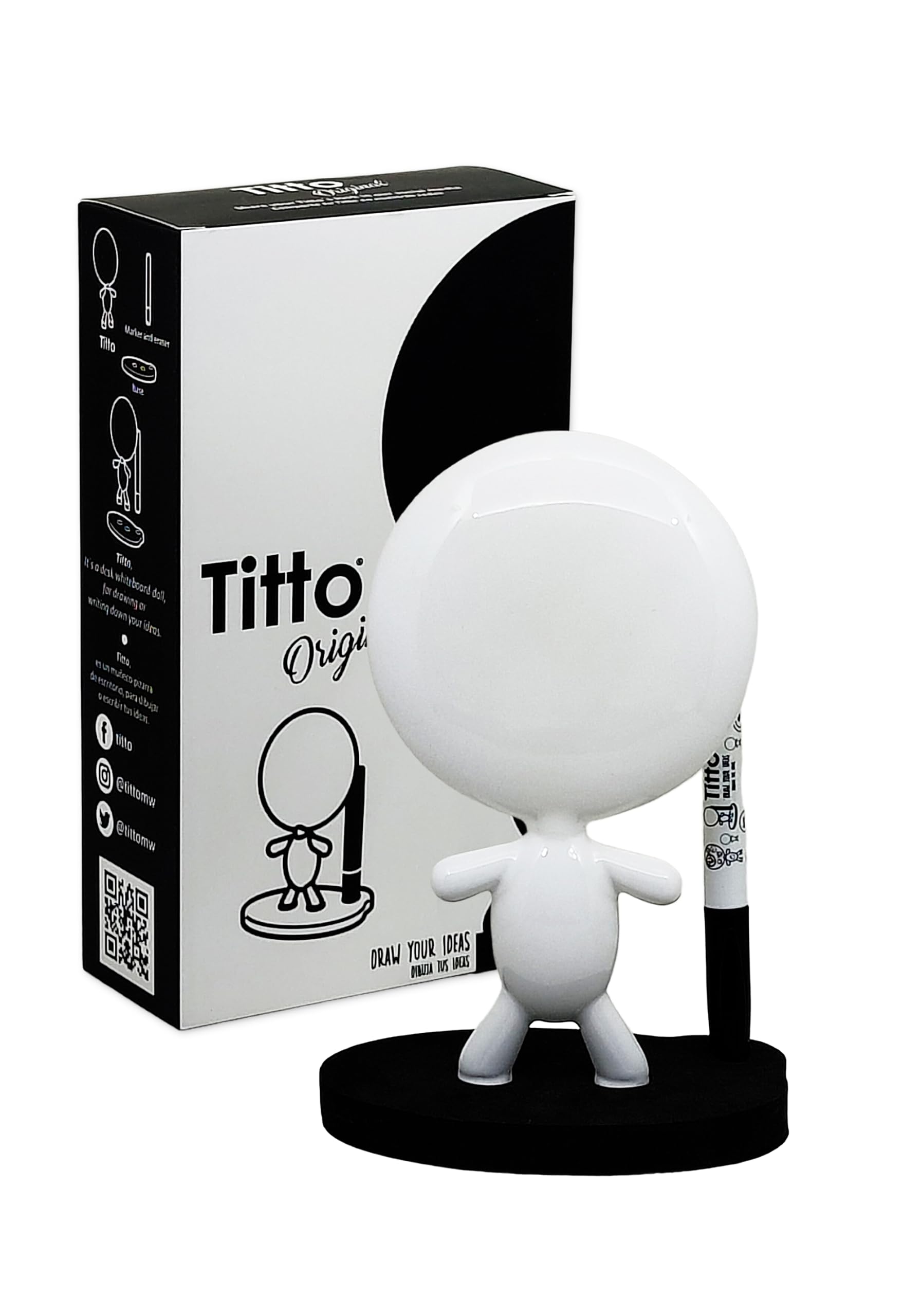 Dry Erase Board - House Deco - Spring Break Gifts - Ceramic Whiteboard Doll - TITTO Original, Draw Your Ideas - Home & Office Decor Design - for Any Desk, Student or Office (Blue)