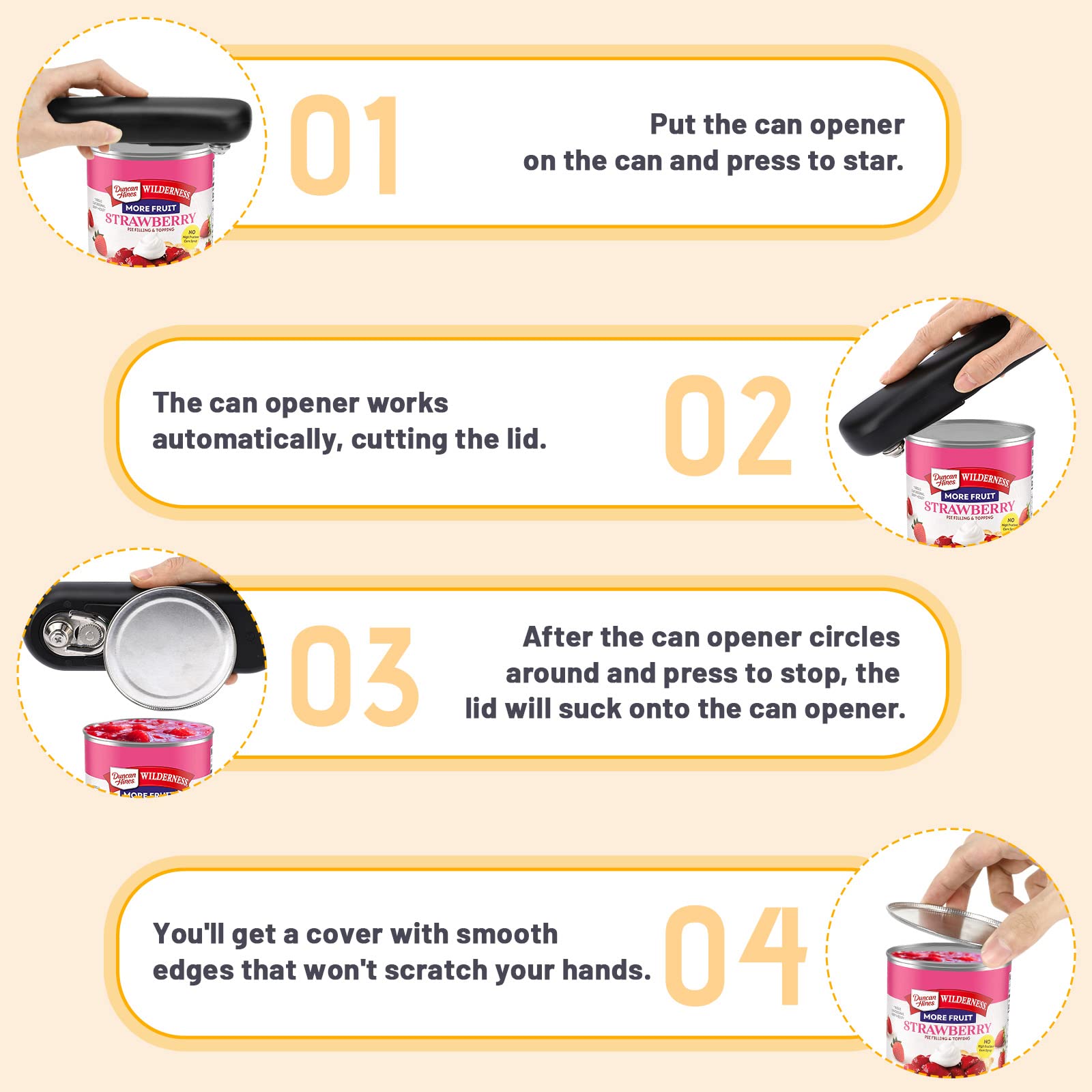 Electric Can Opener,Portable Can Opener,Cordless Electric Can Openers for Kitchen,One Touch Switch, Removable& Replaceable Blade, Automatic Can Opener Smooth Edge for Seniors, Housewives, Arthritics