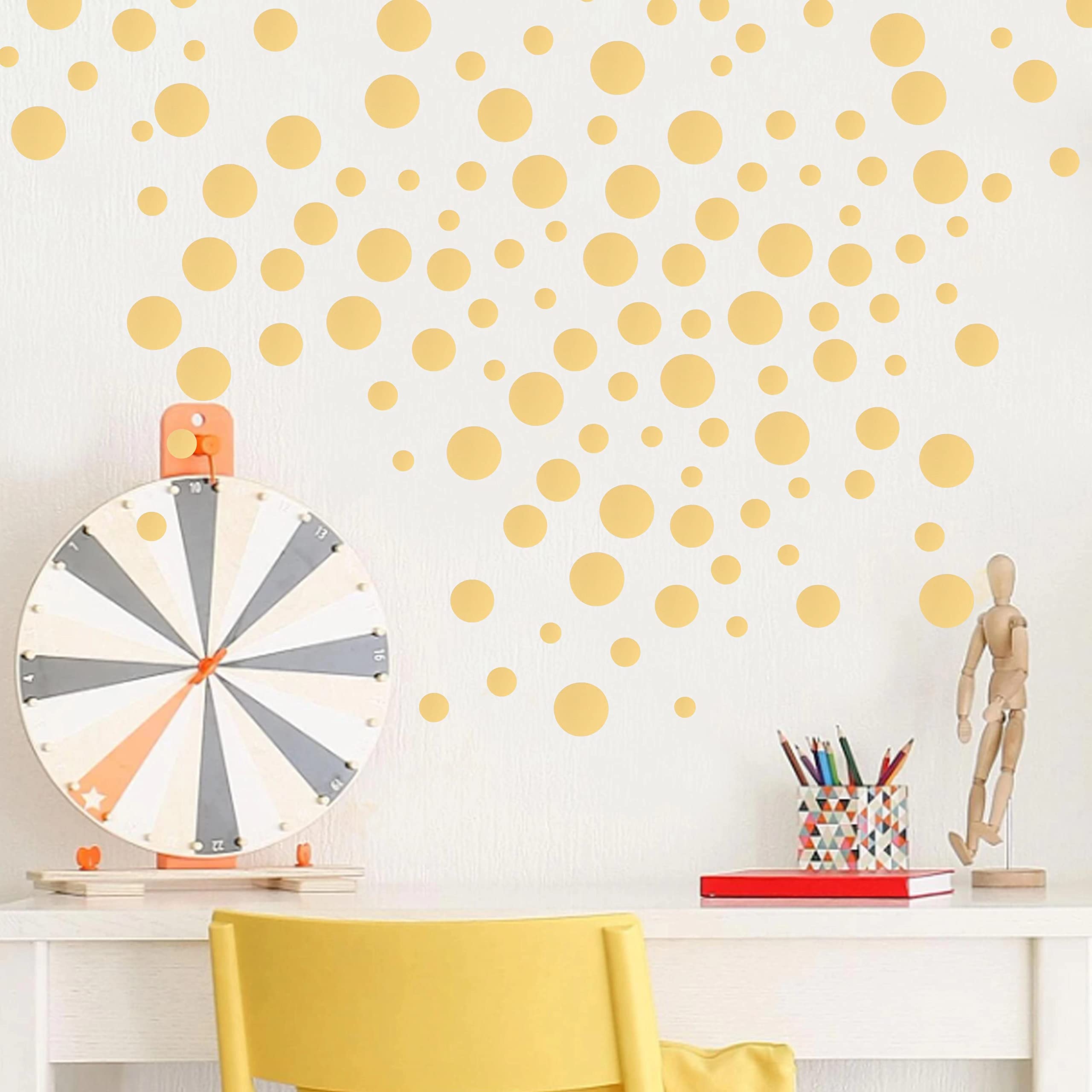 Gold Dot Wall Decal Set of 160 - Dots for Walls Nursery Wall Decals, Kids Room Decor or Classroom Decor - Removable Dots Wall Stickers