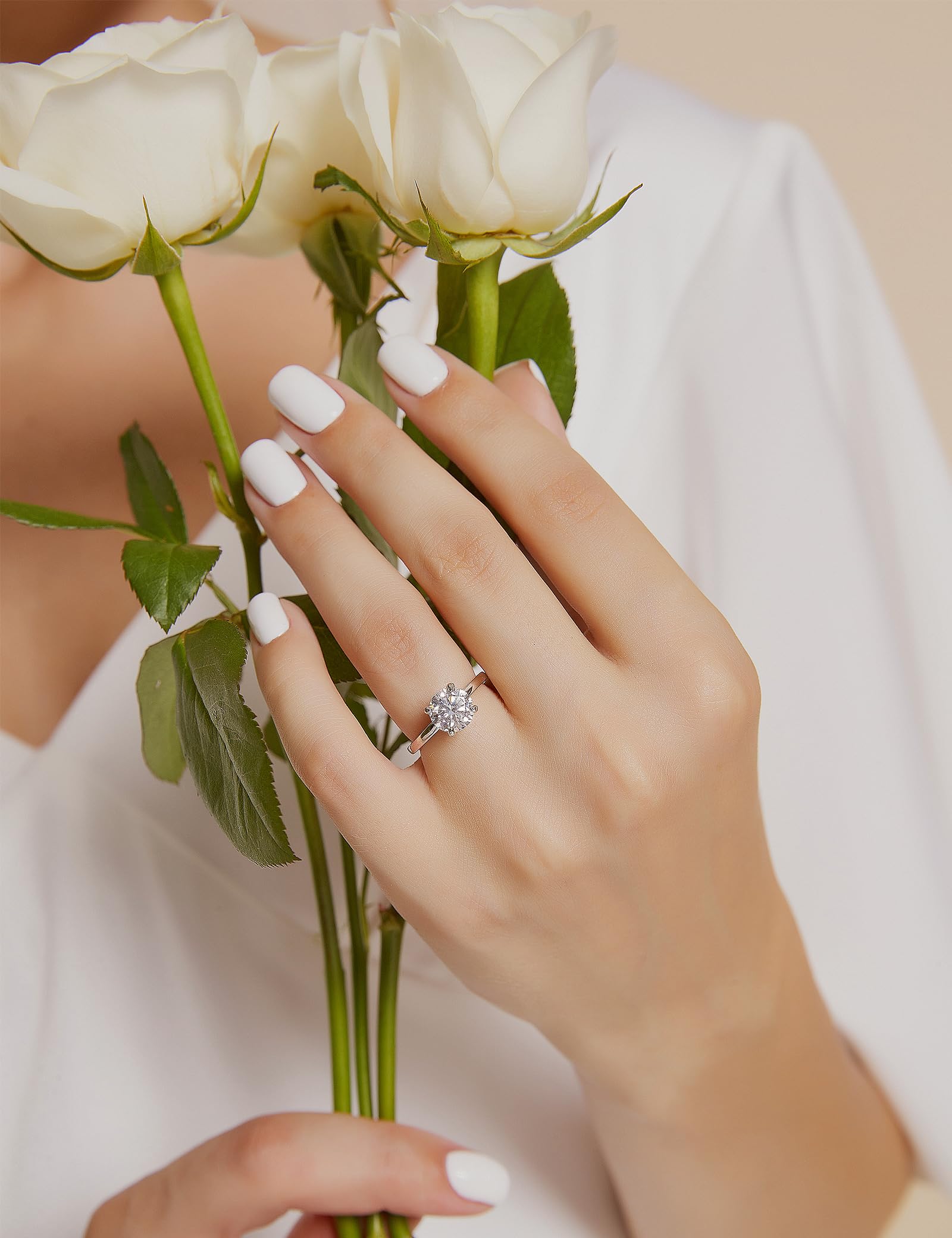 EAMTI 1.5CT 925 Sterling Silver Engagement Rings Round Cut Solitaire Cubic Zirconia CZ Wedding Promise Rings for Her Wedding Bands for Women Size 6