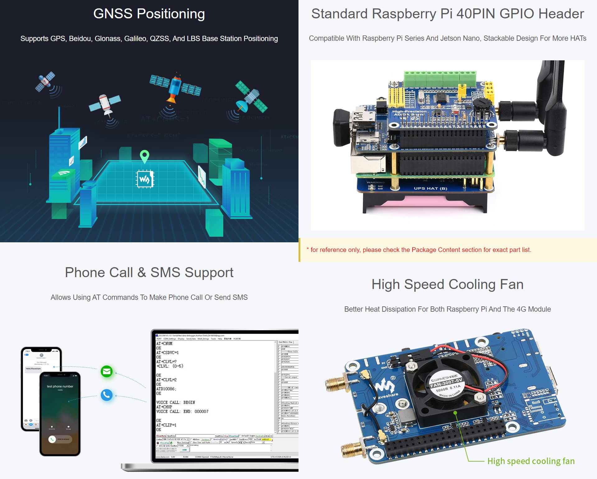 Waveshare SIM7600G-H M.2 4G HAT, Compatible with Raspberry Pi 5/4B/3B/Zero/Zero W/Zero 2W/Pico/Pico W/Pico WH, LTE CAT4 High Speed Global Coverage Multi Band 4G/3G/2G, GNSS