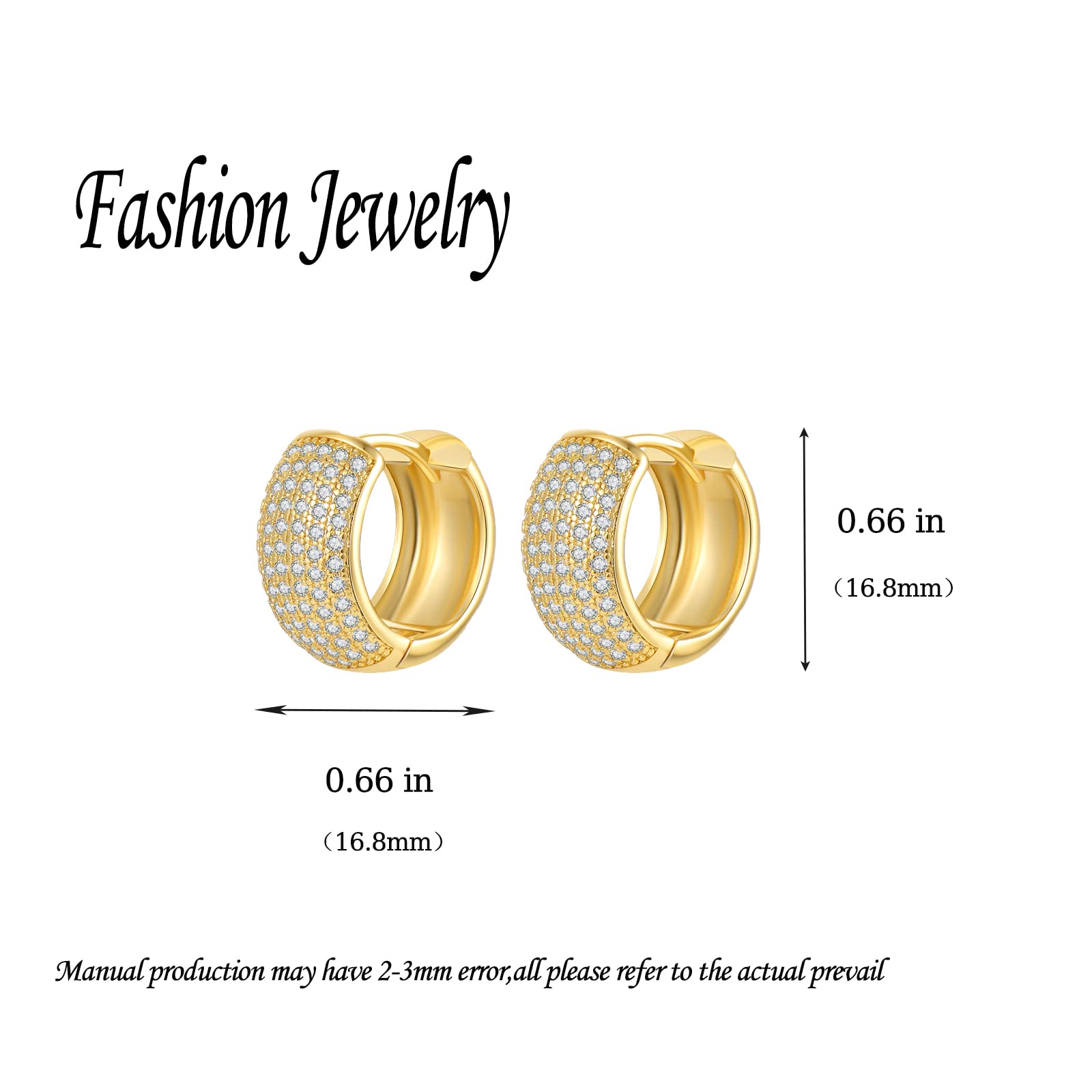 Gold Plated Hoop Bling Earrings For Women,Small Dainty Huggie Hypoallergenic Earrings With Cubic Zircon