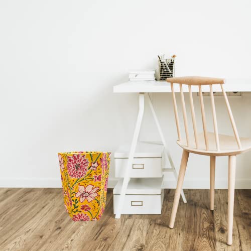 Waste Basket | Decorative Small Waste Basket | Cute Bedroom Trash Can | Pink Trash Can (Yellow & Pink)