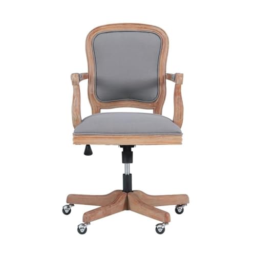 Riverbay Furniture 19" - 23" Seat Height Transitional Wood & Fabric Office Chair with Brushed Silver Casters, Gas Lift, Adjustable Height, Some Assembly Required, in Light Gray Finish