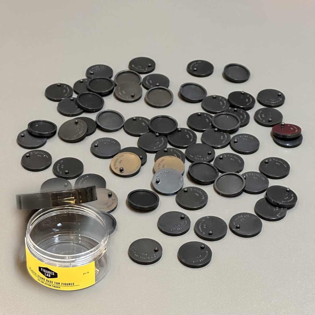 FIGURESLAB 60Pcs 25mm wide Round Black Figure Display Stands Fit For 3.75” Vintage Star Wars Movie Action Figures toy