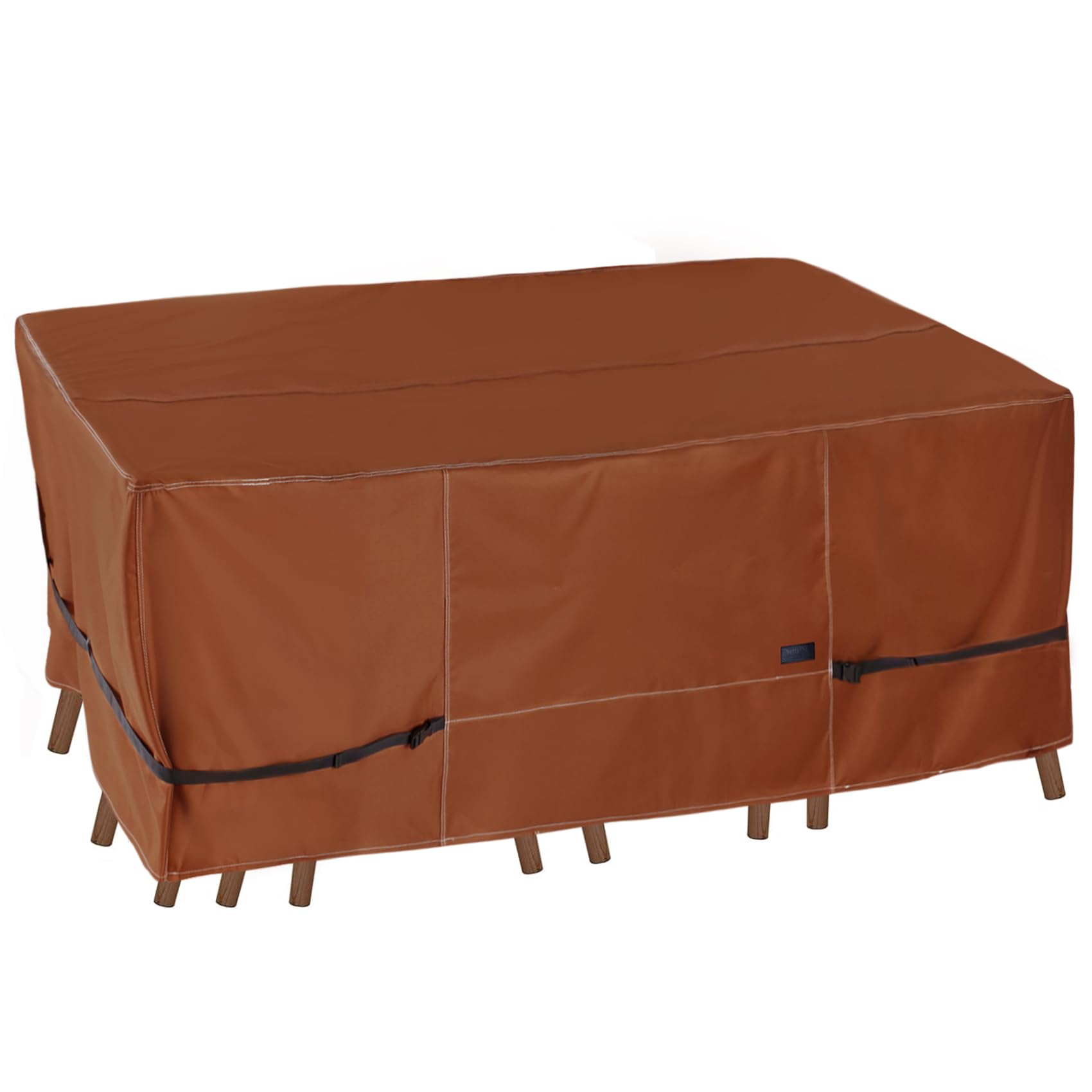 NettyPro Patio Table Cover Rectangular 105 x 75 Inch, 600D Heavy Duty Waterproof Outdoor Furniture Covers for Dining Table and Chair Rectangular, Brown