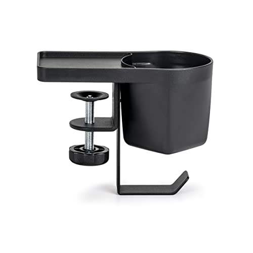 MAX SMART Clamp on Pen Cup Holder for Desk w Backpack Headphone Metal Hook, Desk Organizer Caddy Organize Pencils, Markers, Paper Clips for Drawing Table, Gaming Desk, Drafting Desk and Standing Desk