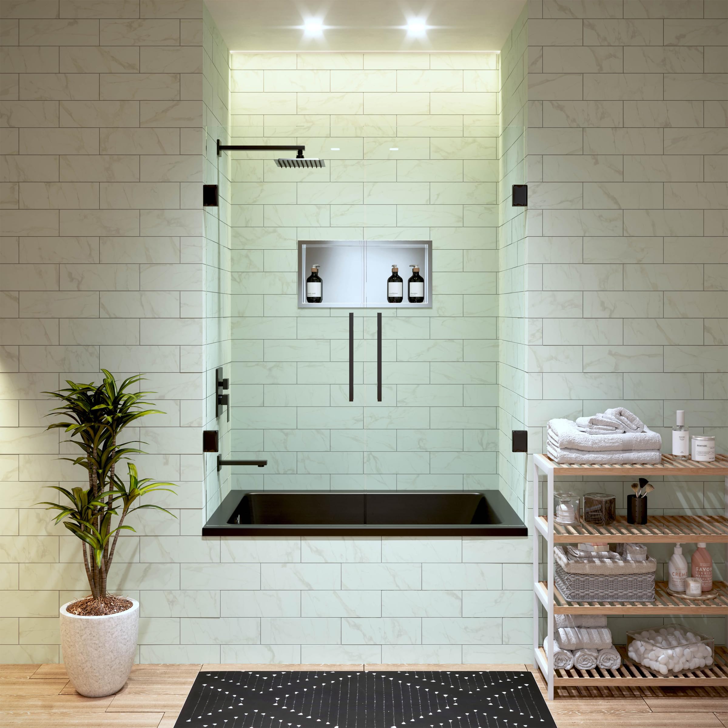 Swiss Madison Well Made Forever Voltaire 12β x 24β Stainless Steel Single Shelf Wall Niche in Polished Chrome