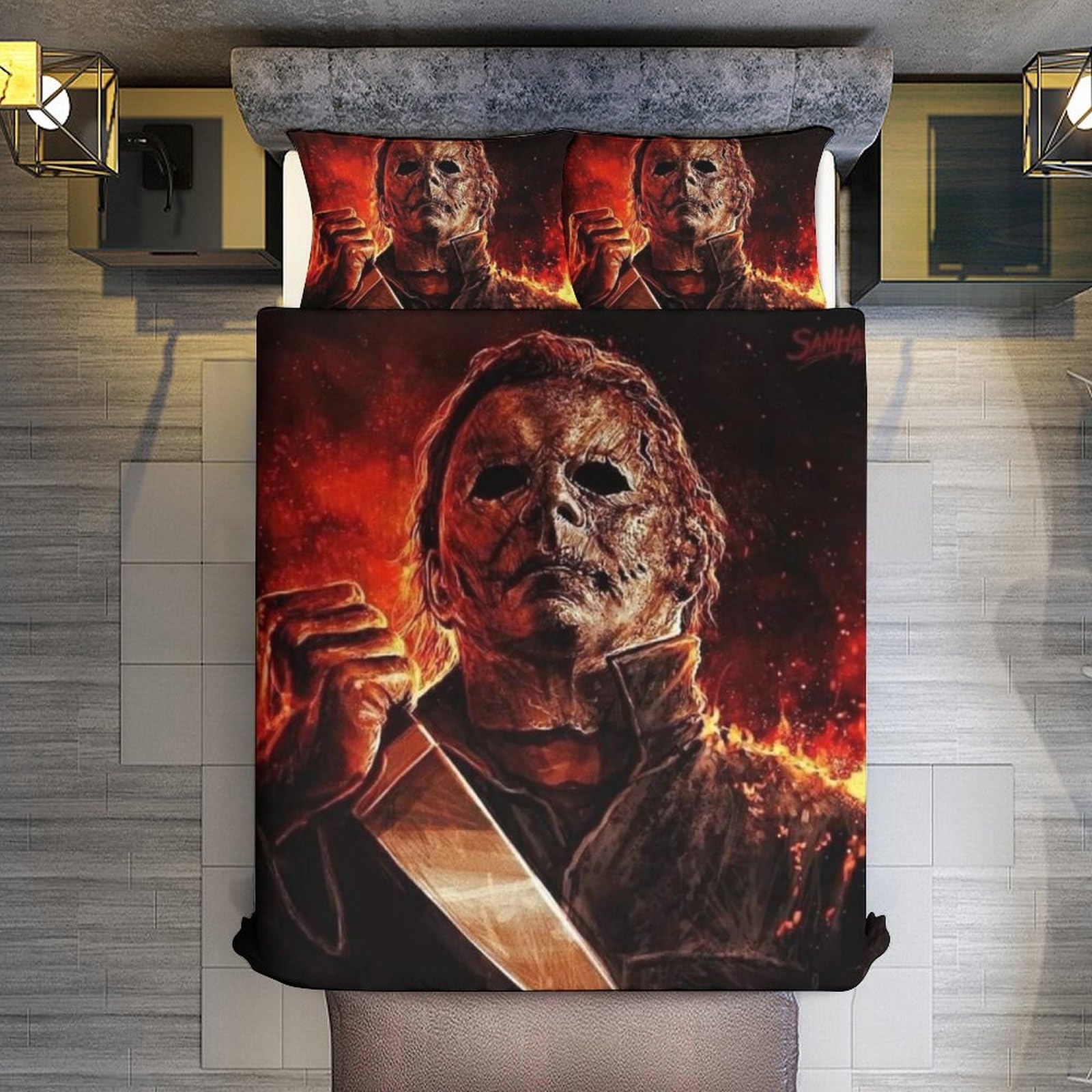 Pbunlkl Michael Killer Myers 3-Piece Bedding Set Duvet Cover Pillow Shams Set Soft Lightweight Comforter Cover Set 102"x90"