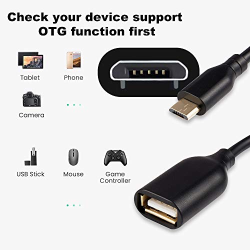 EVISTR OTG Cable for Android Male Micro USB to USB A-Female, USB 2.0 Cell Phone OTG Cable 6inch On The Go Adaptor Compatible with Samsung Sony, Android Smartphone Tablet
