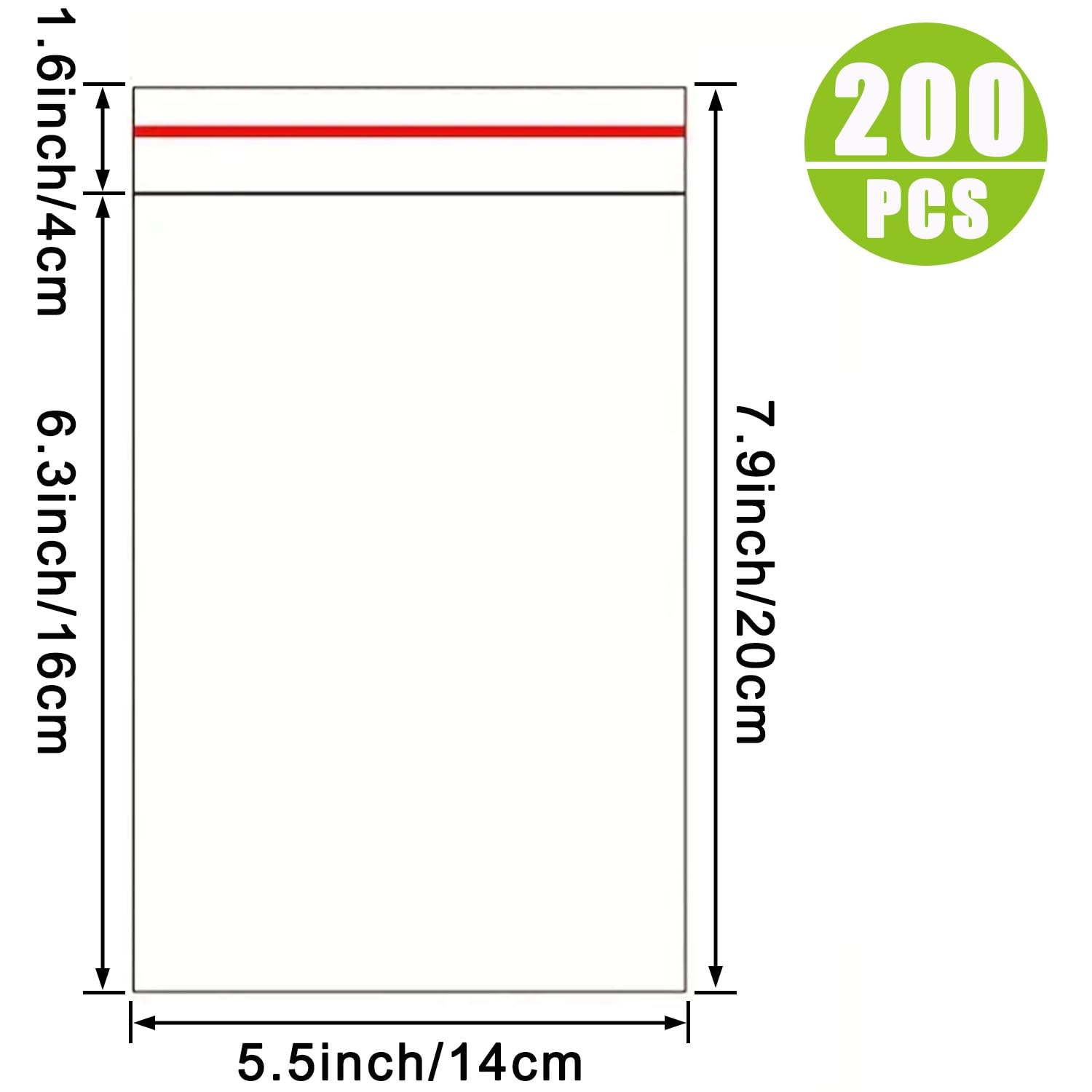 LonlyEagle 200 Pcs 5-1/2'' x 6-1/2'' Self Sealing Cellophane Bags,Clear Cellophane Cello Bags,Fit 5 X 6 Inch Cards Photos, A7 Envelopes Candy,Self Adhesive for Packaging Gifts,Cookies,