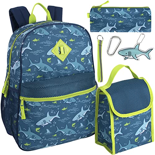 Trail maker Boy's 6 in 1 Backpack With Lunch Bag, Pencil Case, and Accessories