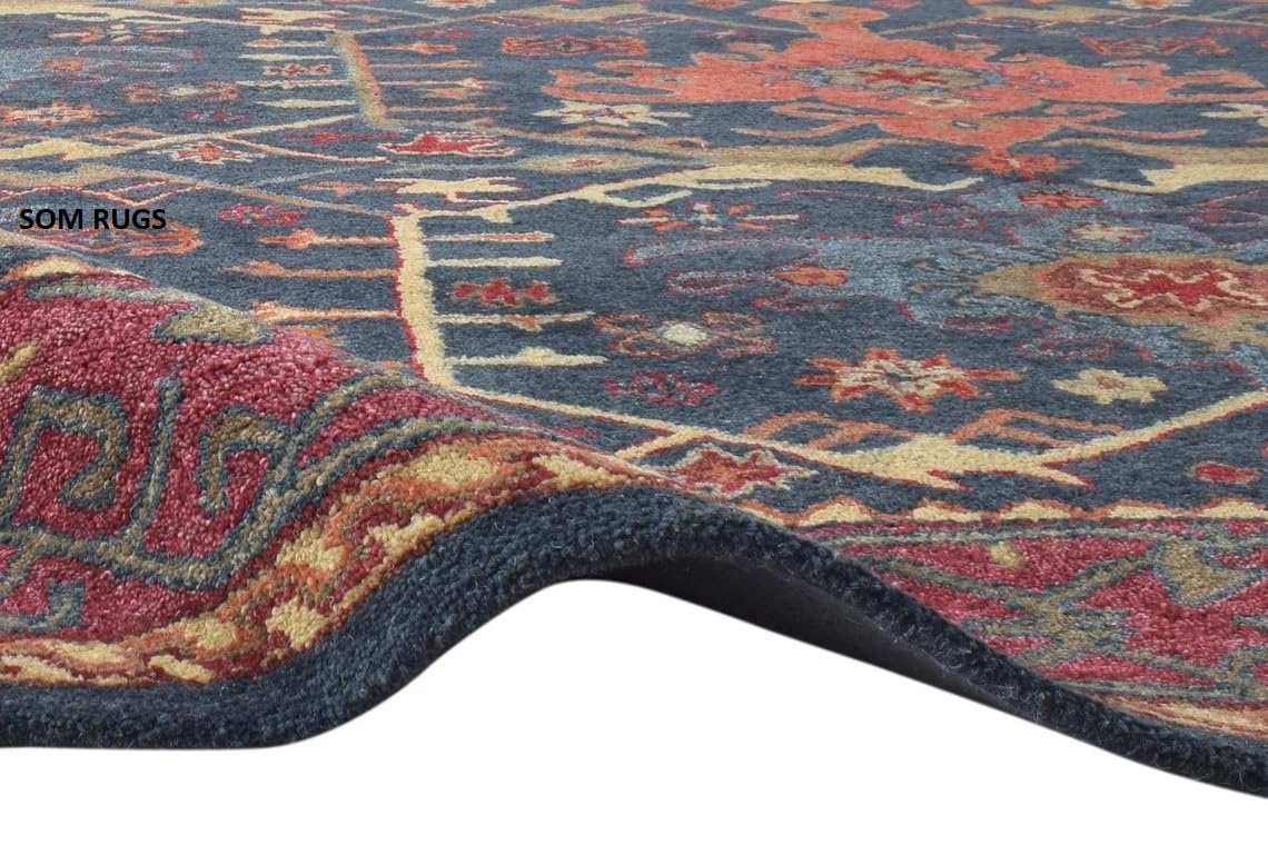 Pottery Barn Channing Handmade Tufted 100% Wool Area Rugs & Carpet Bedroom Living Room Dining Room Luxury Home (Red, 9x12 Feet)