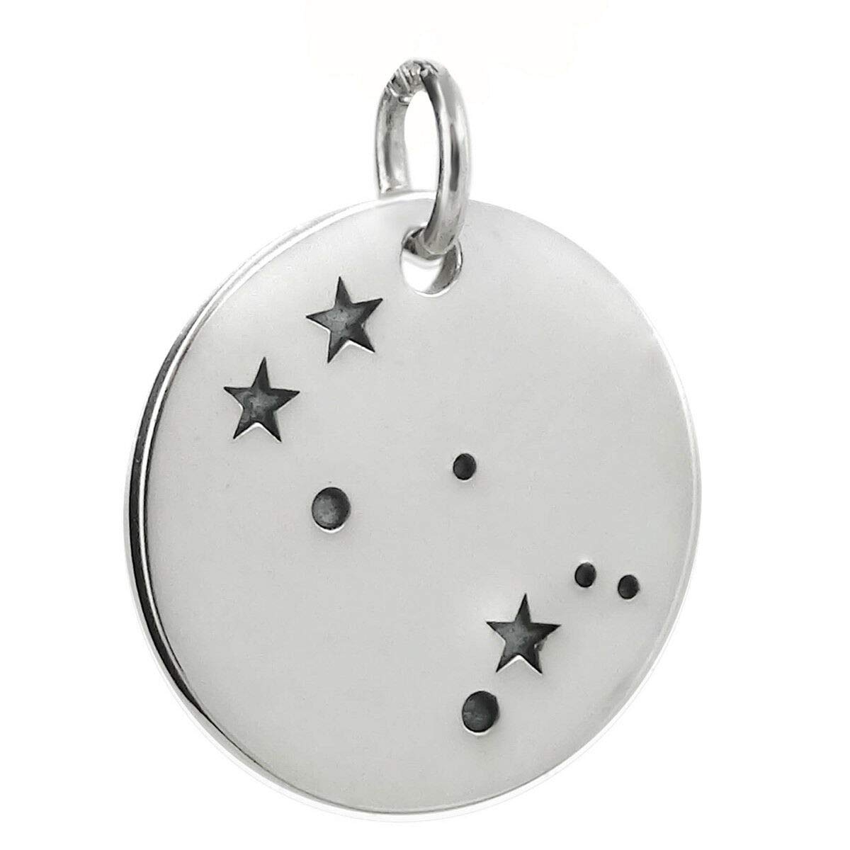 Gemini Charm - 925 Sterling Silver - Stars Pendant Zodiac Constellation New