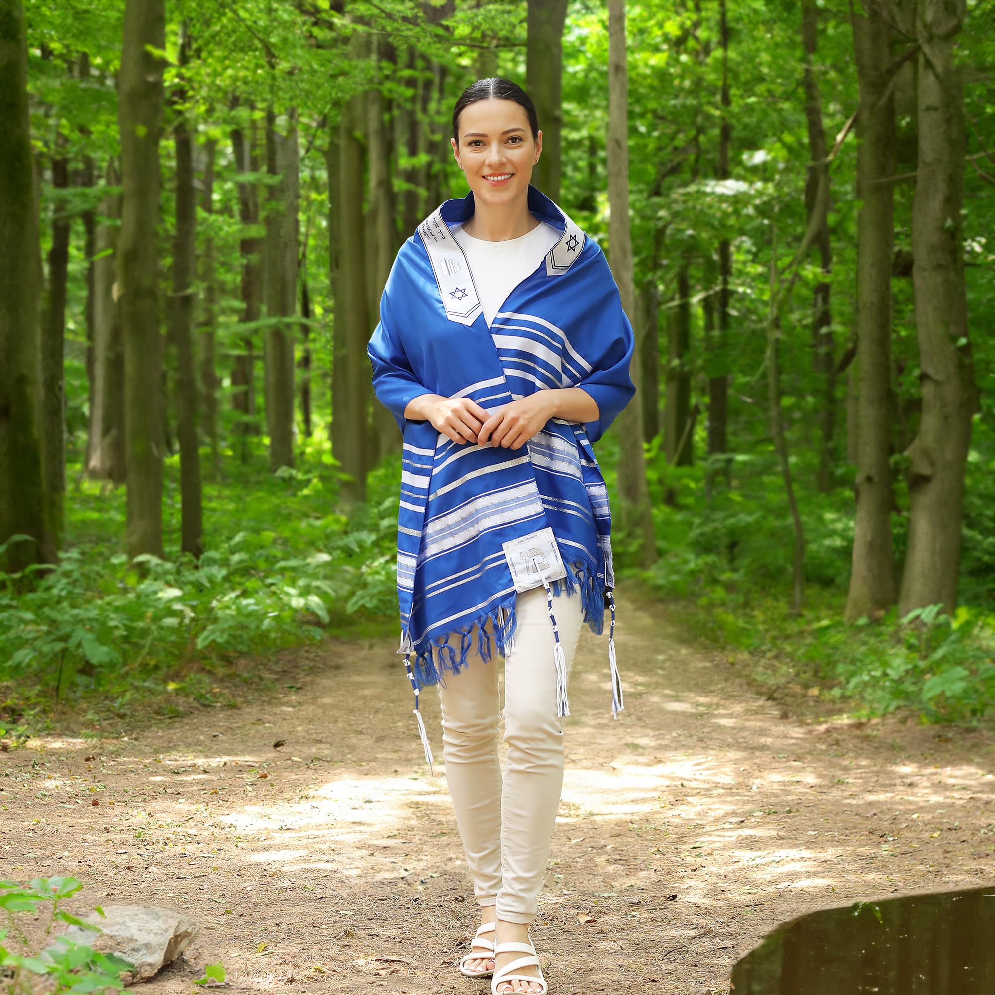 HalleluYAH King Solomon Tallit Prayer Shawl 72"x 22" with Bag | Designed in Israel