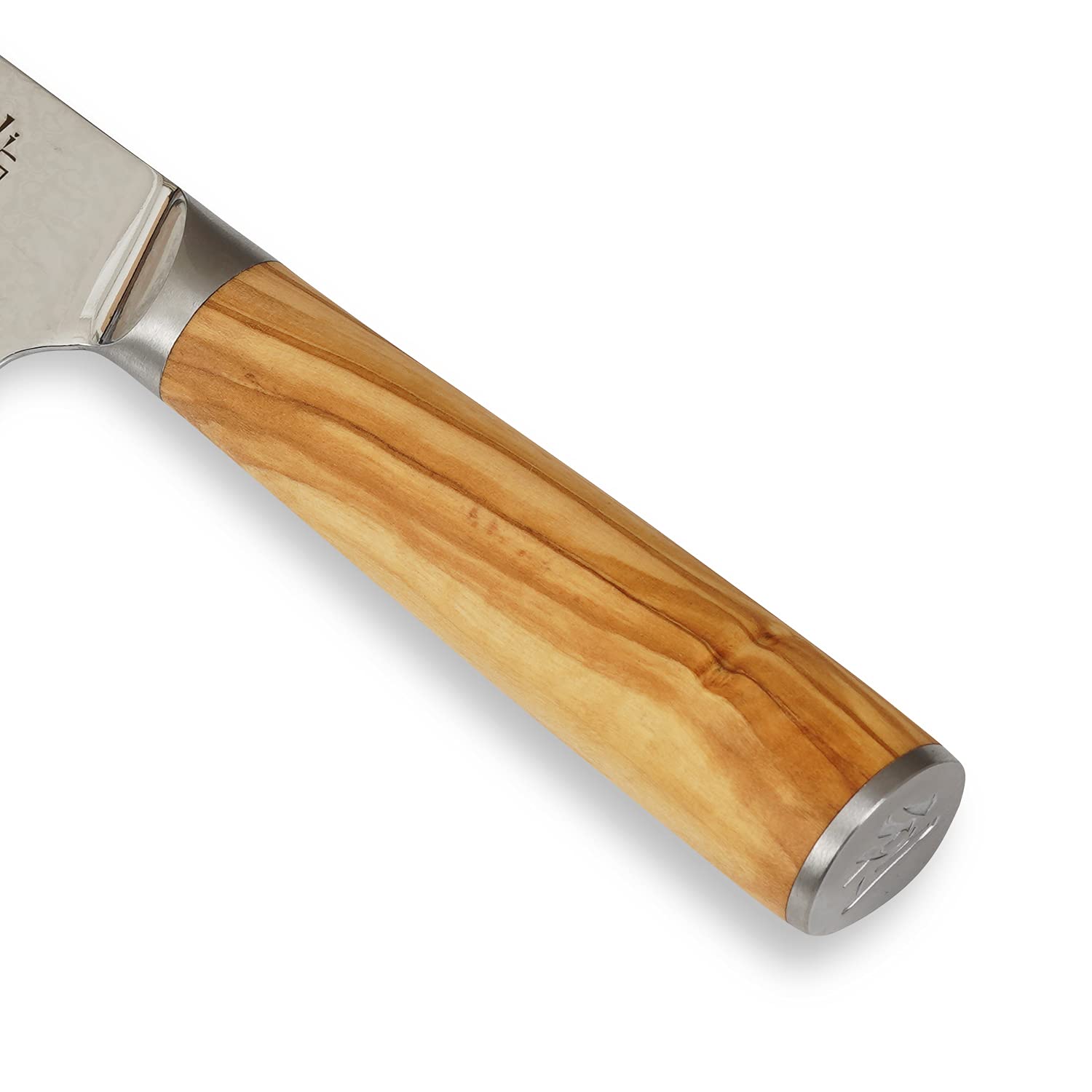 Wakoli Santoku Knife, 7-inch Blade Damascus Chef Knife made from 67 Layers of Damascus Steel with VG10 Core, Sharp Kitchen Knives with Olive Wood Handle, Meat Knife for All Tasks in Gift Box (Oribu)