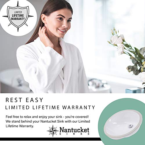 Nantucket Sinks UM-13x10-W 13-Inch by 10-Inch Oval Ceramic Undermount Vanity Sink, White