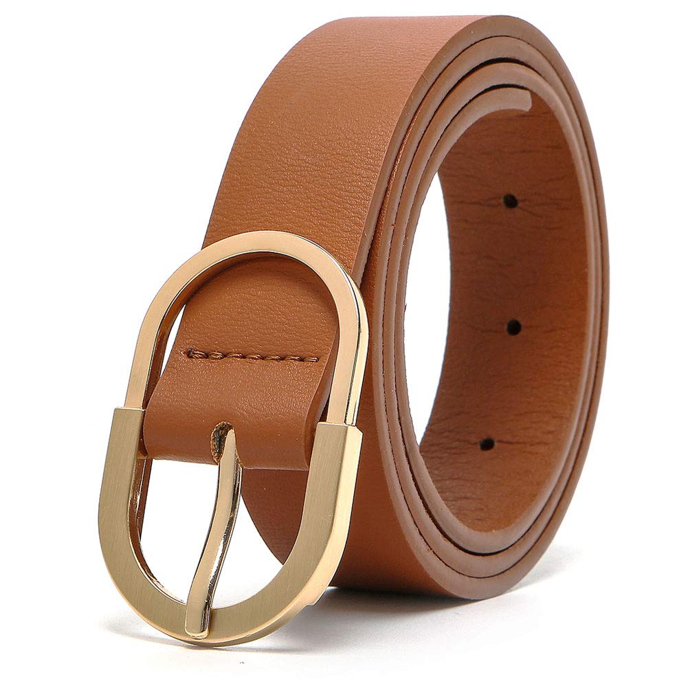 Earnda Womens Belts for Jeans Faux Leather Strap Brown X-Small