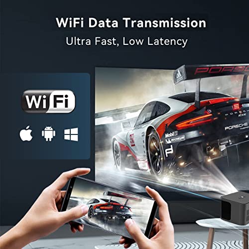 WiFi Projector Laptop Outdoor Projector PC Native 1080P 300ANSI 30’’-150’’ Picture Mini Portable Projector ElectricFocus Compatible with Android,iOS, TV Stick,iPhone ,PS5,PC,Laptop,Tablet -H89