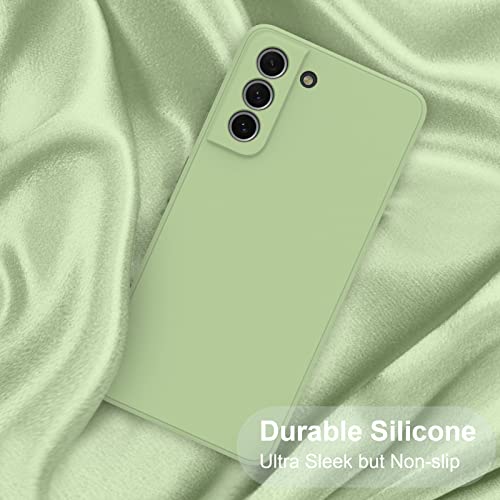 LEKEVO Compatible with Samsung Galaxy S21 FE 5G Case, Smooth Soft Liquid Silicone Case, Gel Rubber Shockproof Full Body Protective Phone Cover for Samsung S21 FE (Matcha Green)