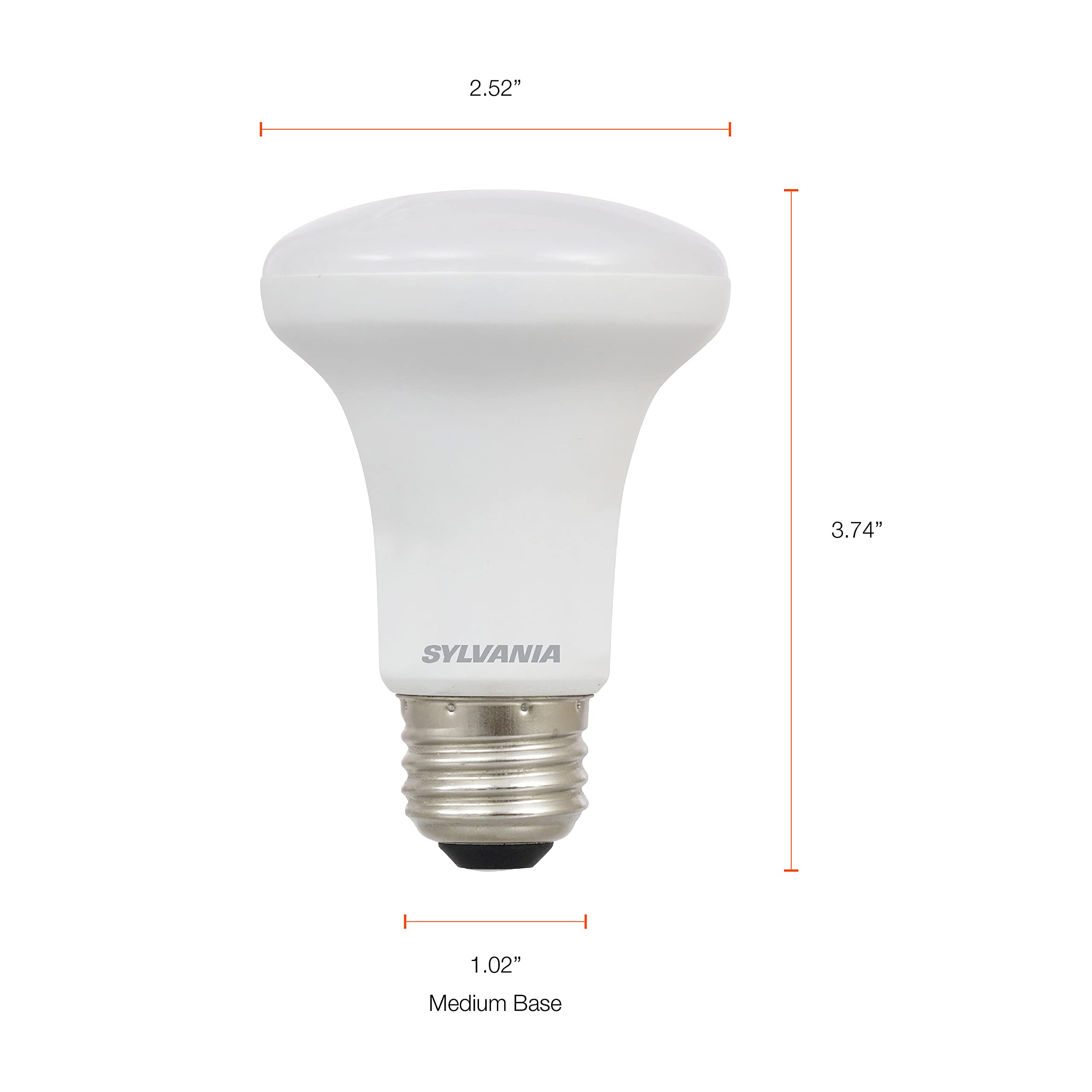 SYLVANIA LED Flood R20 Light Bulb, 50W=5W, 10 Year, 325 Lumens, E26 Medium Base, Dimmable, 2700K, Soft White - 2 Pack (73993)